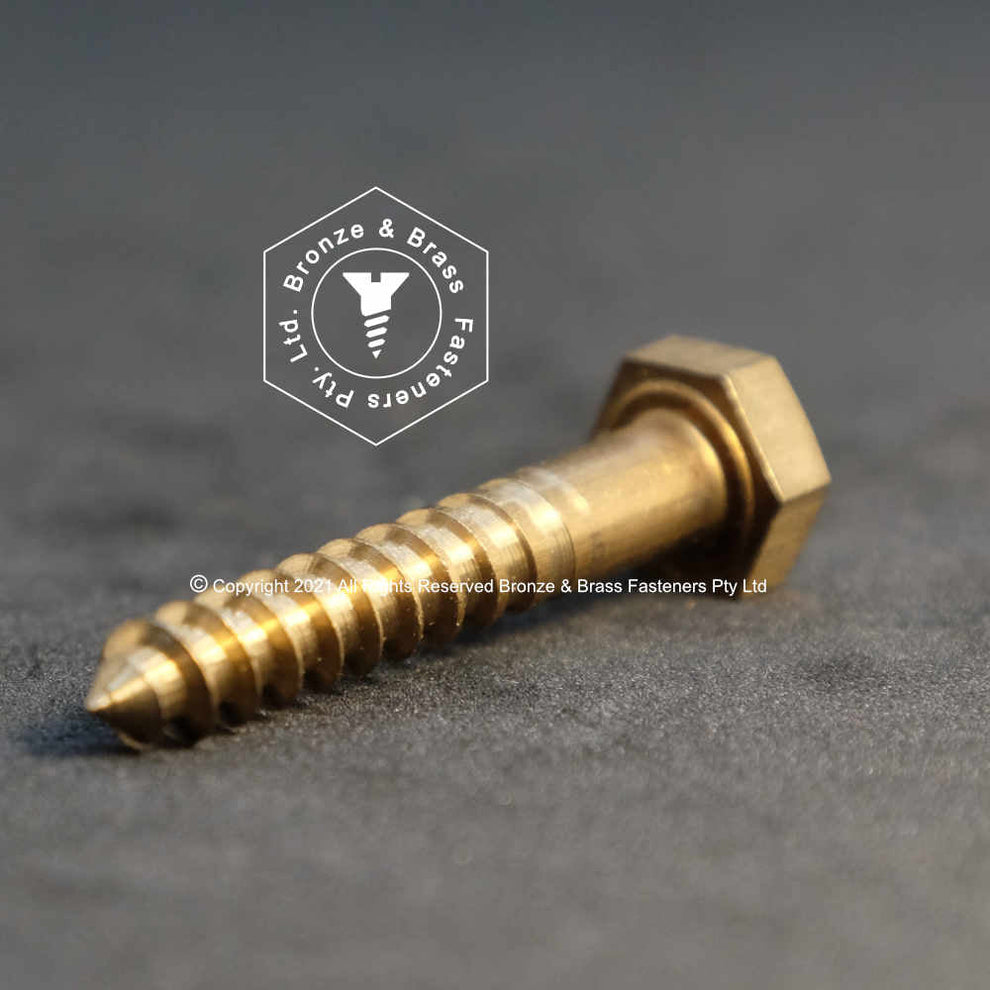 2830 - 135703 - Silicon Bronze Hex Lag Screw- 3/8" x 3" (Hex Head Wood ...